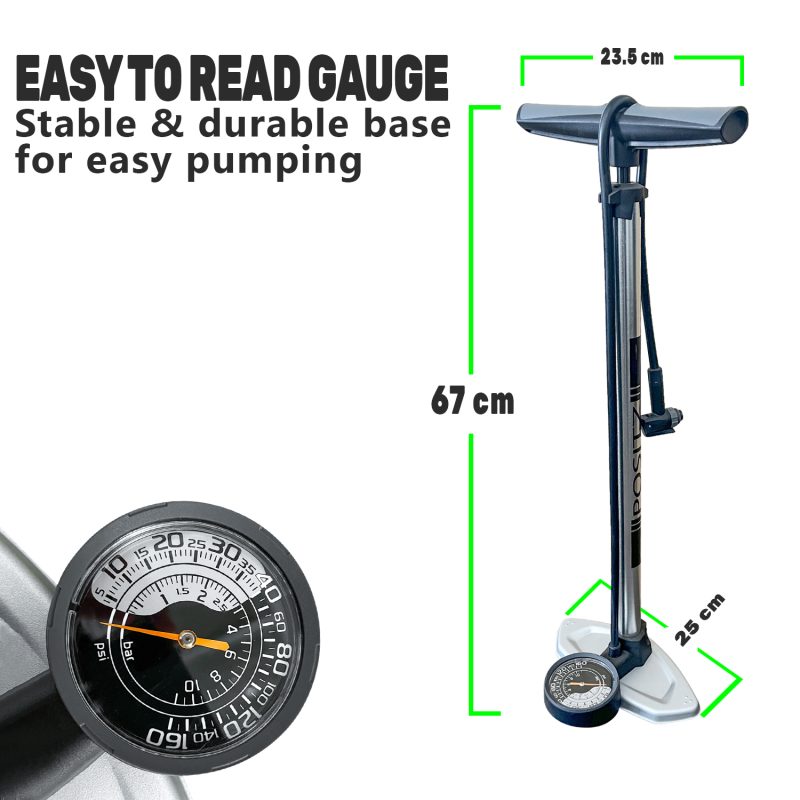 Positz Alloy Intelligent Bicycle Floor Pump Dual Pressure | Mr Cycling ...